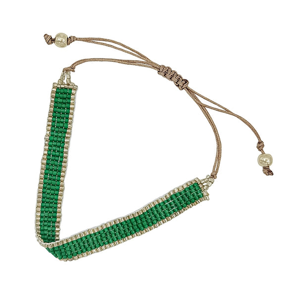Green Seed Bead Thin Pull String Bracelet – Whats Hot Jewelry