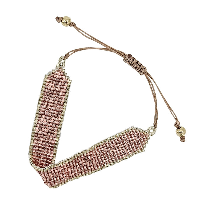 Rose Gold Seed Bead Half Inch Pull String Bracelet – Whats Hot Jewelry