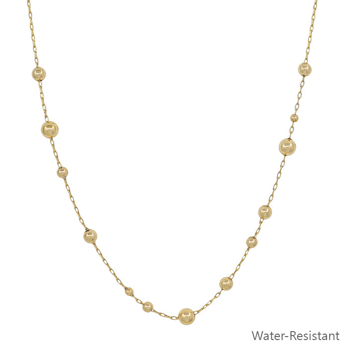 Water Resistant Gold Graduated Beaded Chain 16"-18" Necklace – Whats ...