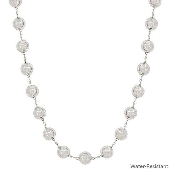 Water Resistant 10MM Silver Beaded and Chain 16"-18" Necklace – Whats ...