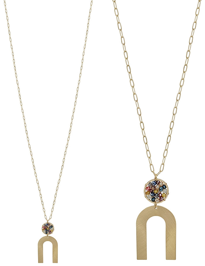 Multi Crystal and Gold U Shape 32" Necklace – Whats Hot Jewelry