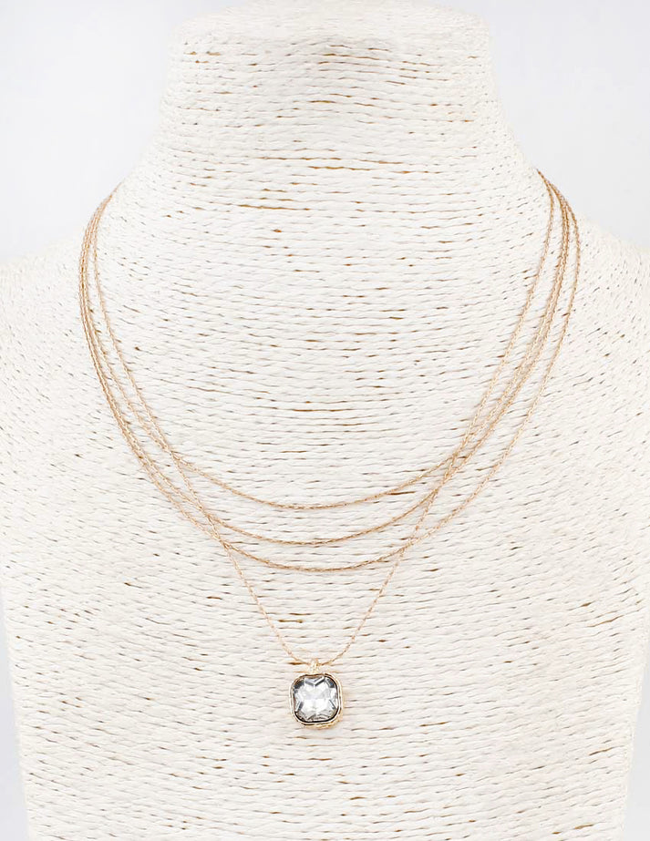 Gold Thin Multi Chain with Clear Crystal 16"-18" Necklace – Whats Hot Jewelry