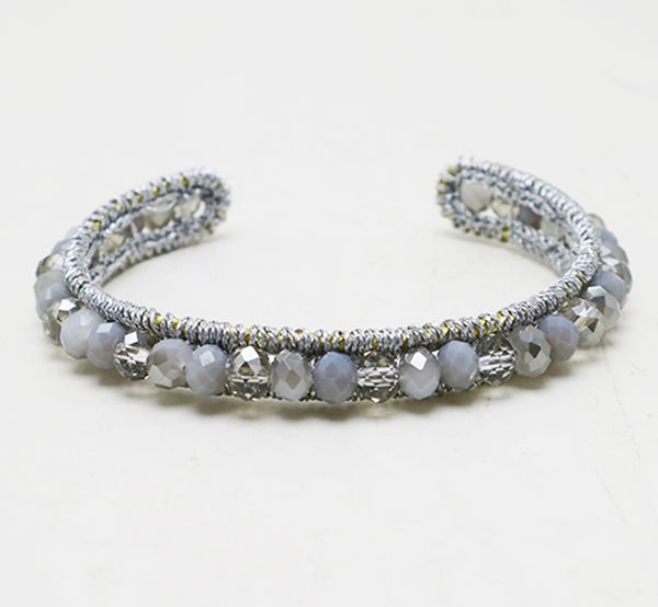 Grey Crystal Woven Cuff Bracelet – Whats Hot Jewelry